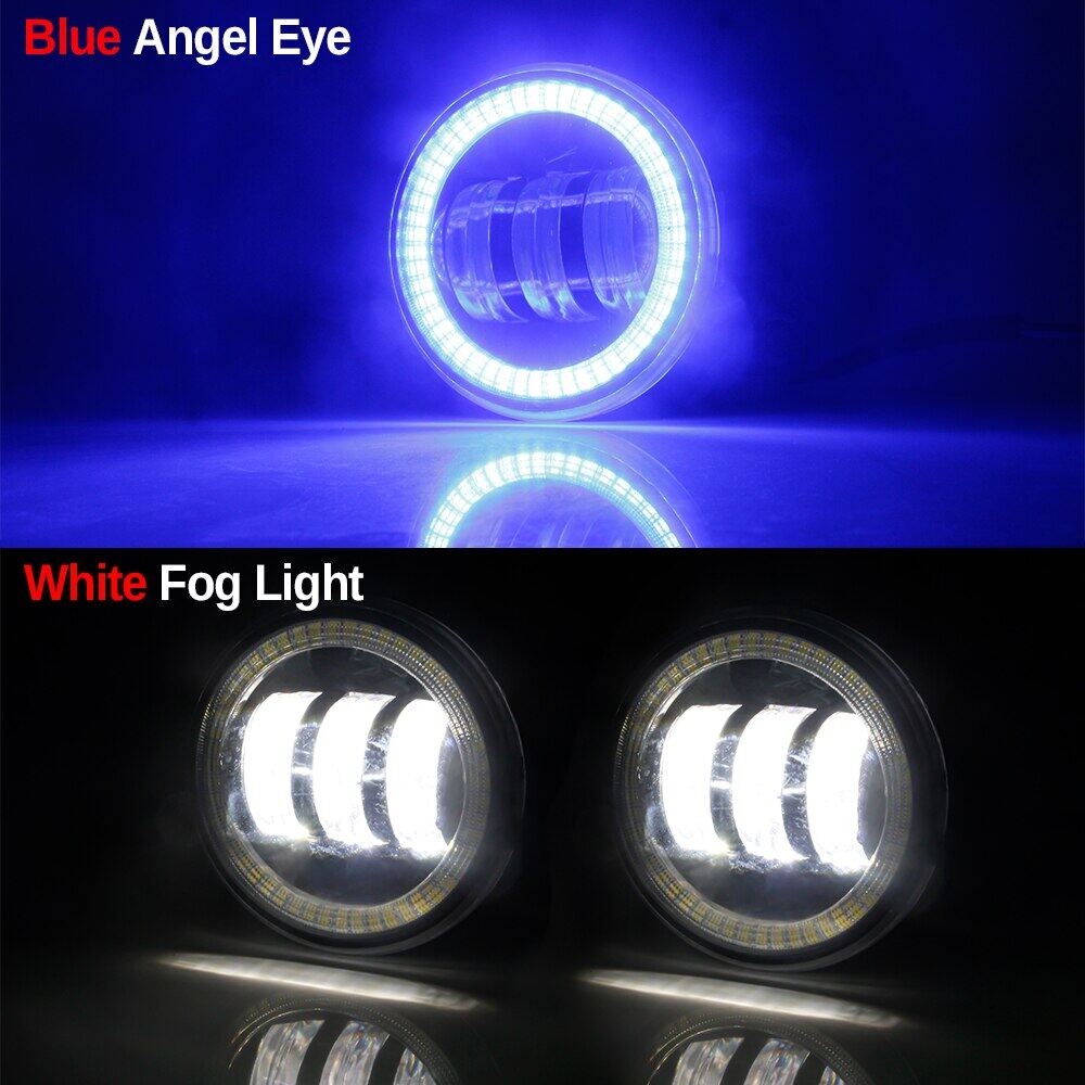 2 X Angel Eye Fog Light Assembly Car Front Bumper LED Lens Fog Driving ...