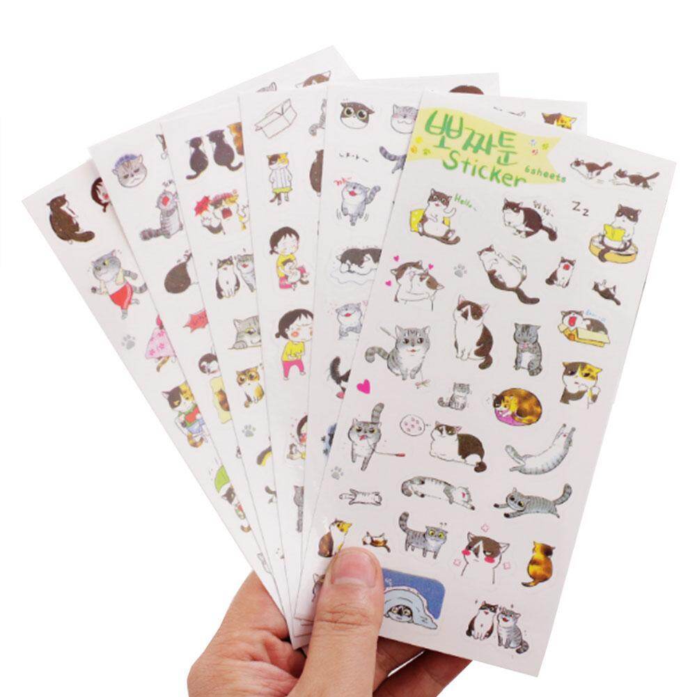 6 Sheets / Lot Cute Mini Cat Pvc Transparent Korean Decoration DIY ...