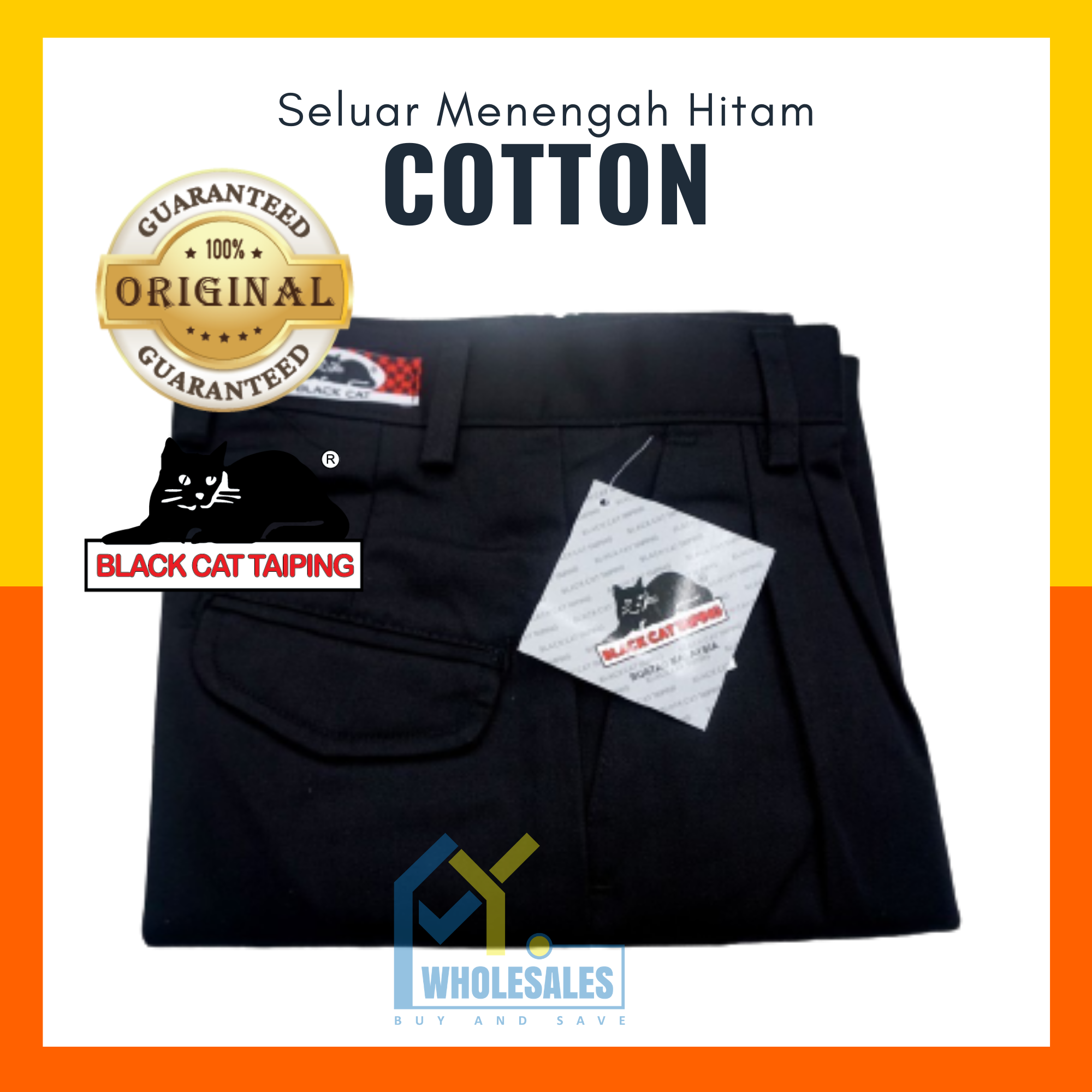 SELUAR SEKOLAH JENAMA BLACK CAT - SELUAR HITAM PANJANG COTTON SEKOLAH ...