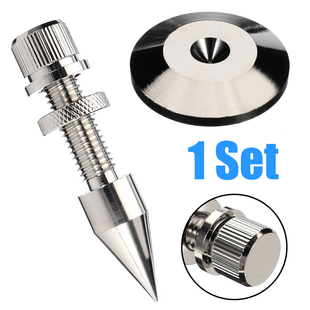 KPL 1set M8*60mm Speaker Spike Isolation Amplifier Cone Stand Feet+Base ...