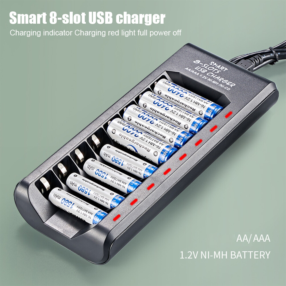 FG Smart 8-Slot USB Charger 1.2V NiMH Rechargeable Battery Aa/aaa ...