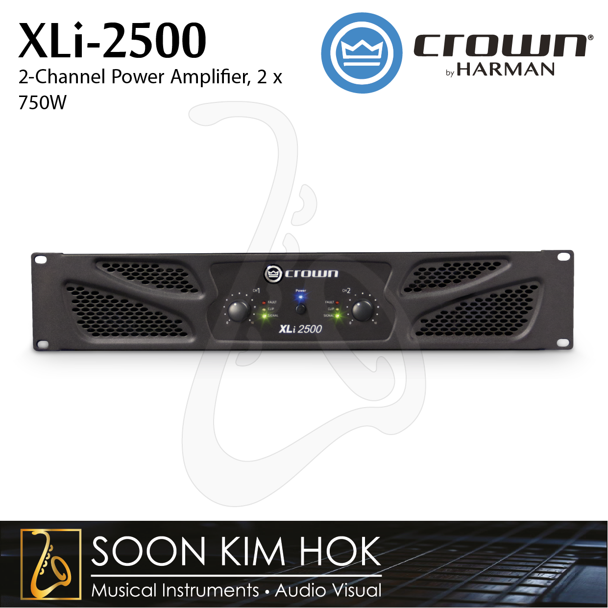 CROWN XLi-2500 Two-Channel Power Amplifier, 2 x 750W @ 4Ω (XLi2500 ...