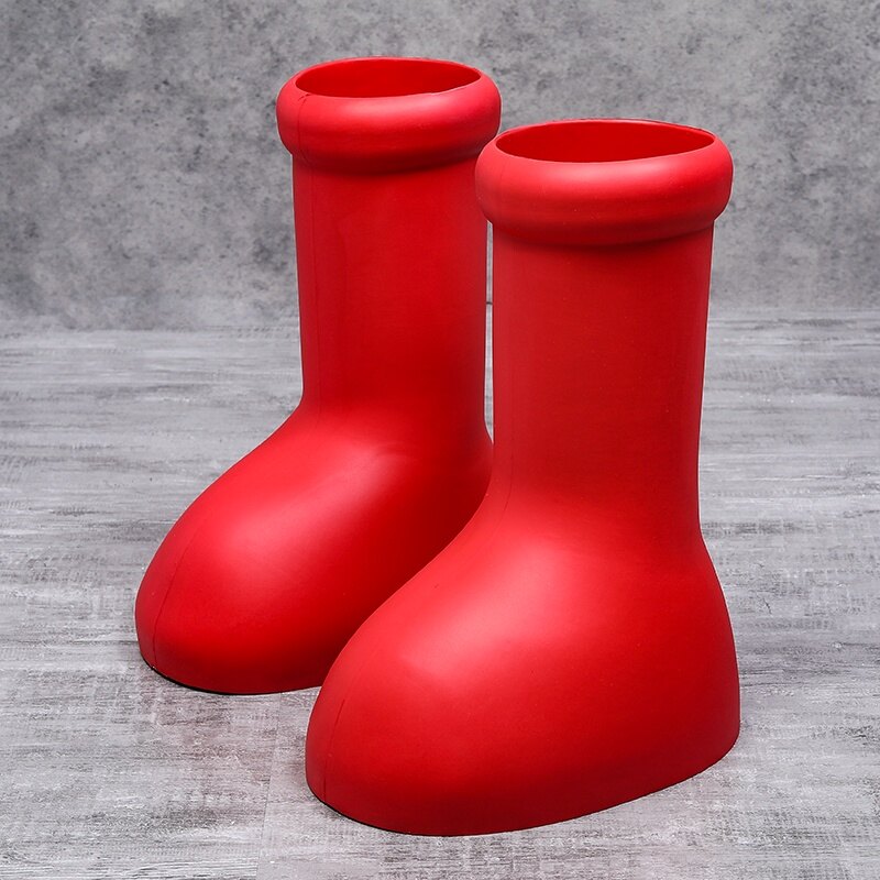 MSCHF OlaBig Red Boots 2023 Astro Boy Big Red Boots Solid Round Head ...