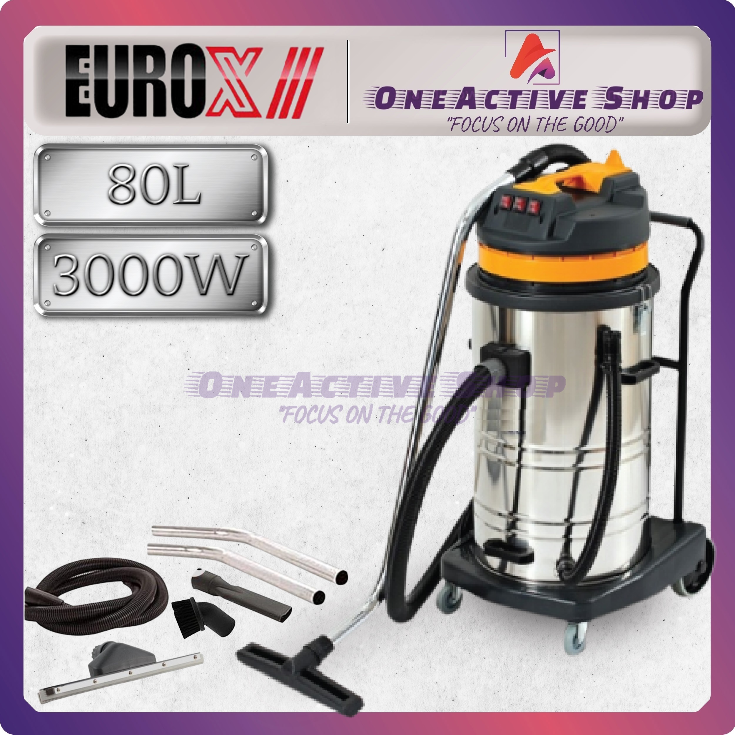 Eurox 80l Wet And Dry Vacuum Cleaner Vac8003 6 Month Warranty For Car