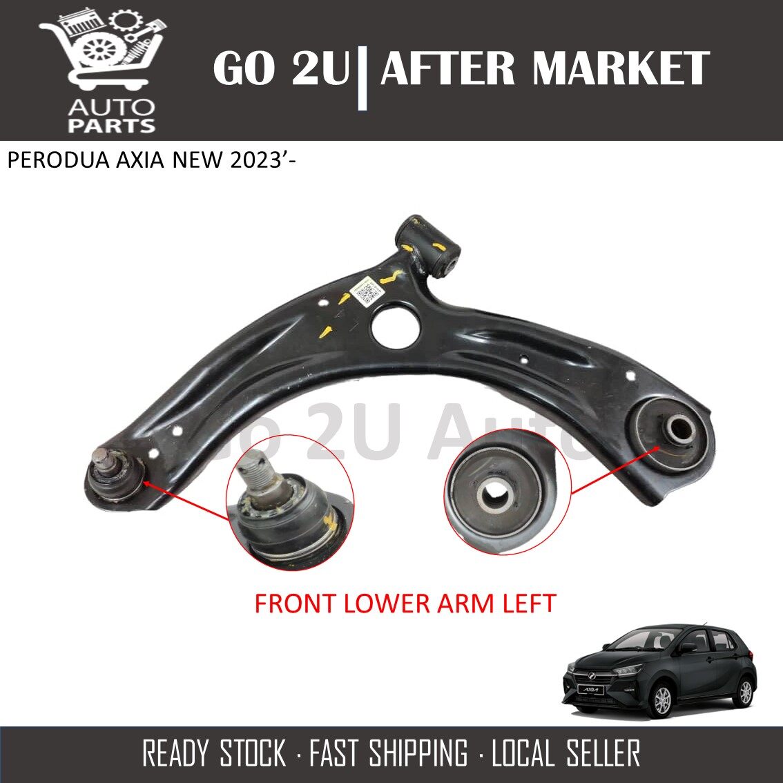 ORIGINAL FRONT LOWER ARM LEFT - 48069-BZ460 PERODUA AXIA NEW 2023 ...