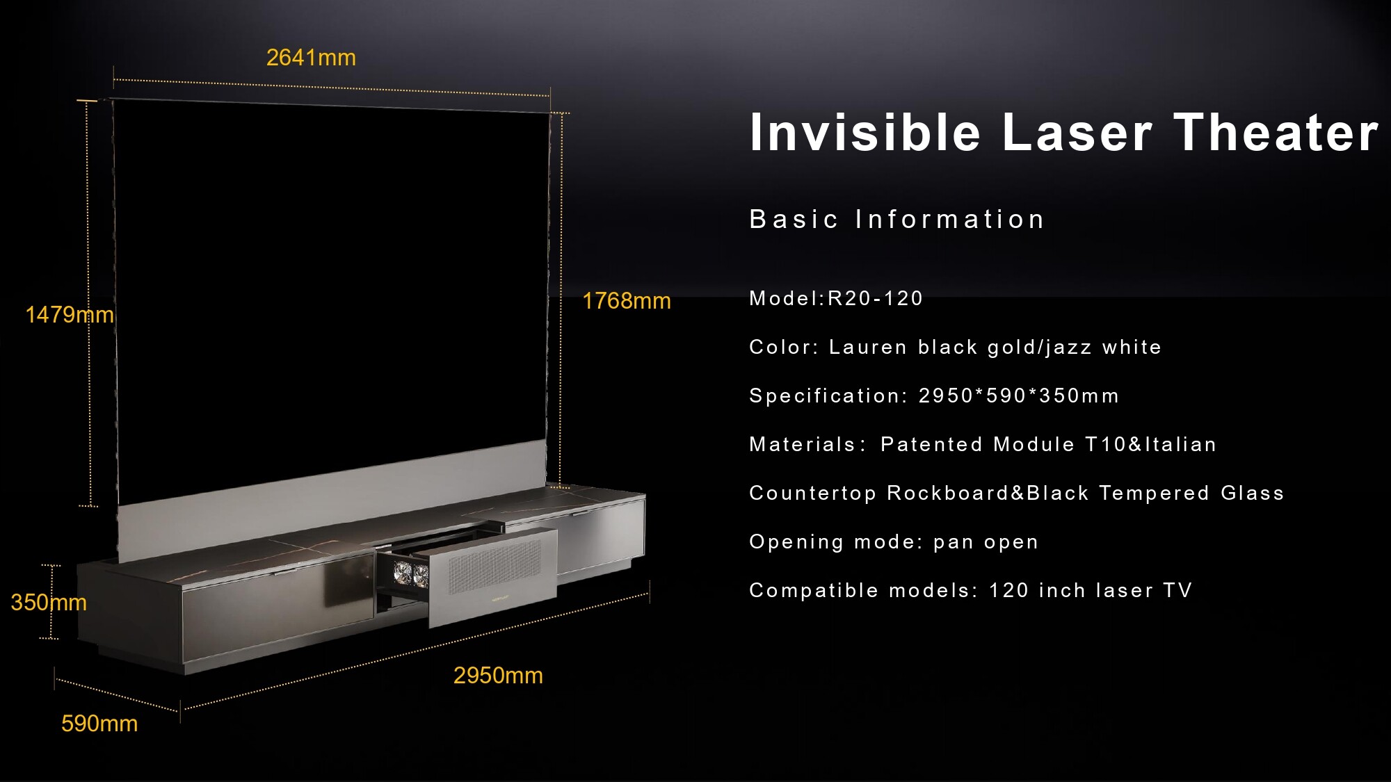 NECTUNT Invisible Laser Cinema Integrated Smart TV Cabinet Hidden Home Theater R-20 ALR Screen ...