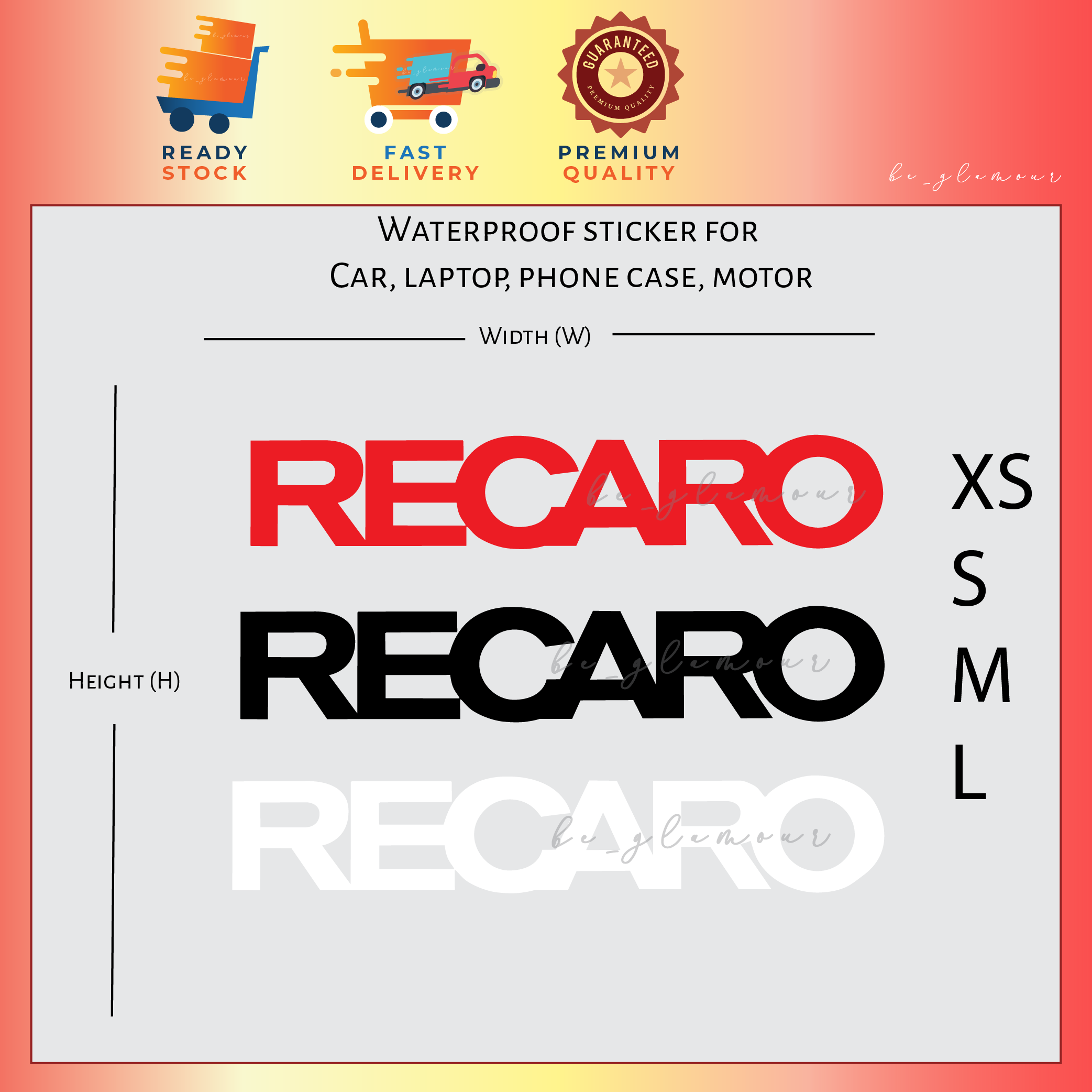 [2pcs] RECARO Sticker Stiker Racing Motorsport Sticker Kereta ...