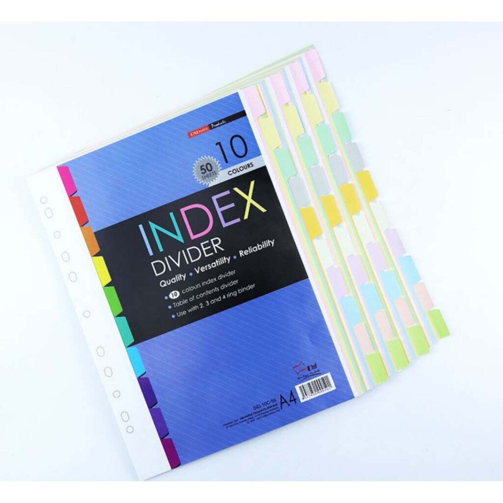 UNI PAPER A4 Colour Index Divider 5 / 10 Colours 50 Sheets | Lazada