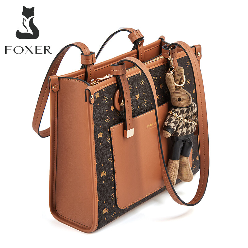 FOXER Women Retro Shoulder Bag Large Capacity Messenger Bag Office ...