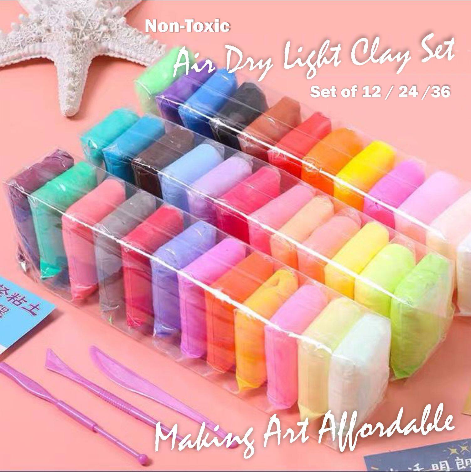 Multicolor Children Light Air Dry Clay Set Tanah Liat Clay Set Mainan ...
