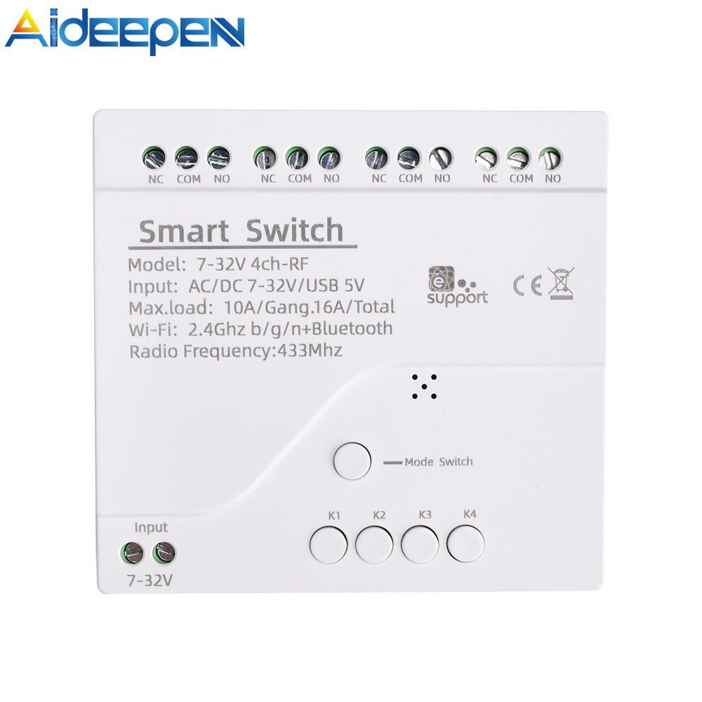 Aideepen 4 Channel 433Mhz USB Smart WiFi RF Wireless Switch Relay DC/AC ...