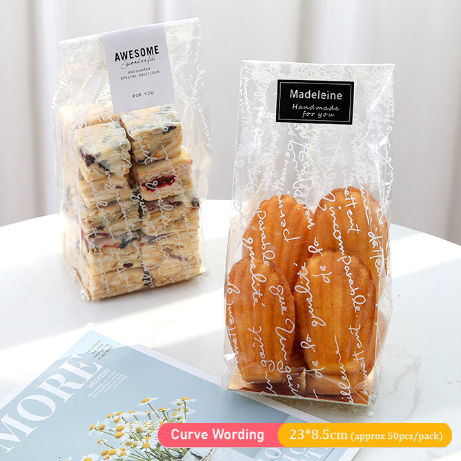 50pcs/pack Transparent Cookies Bag Biscuit Bag Packaging Plastic ...