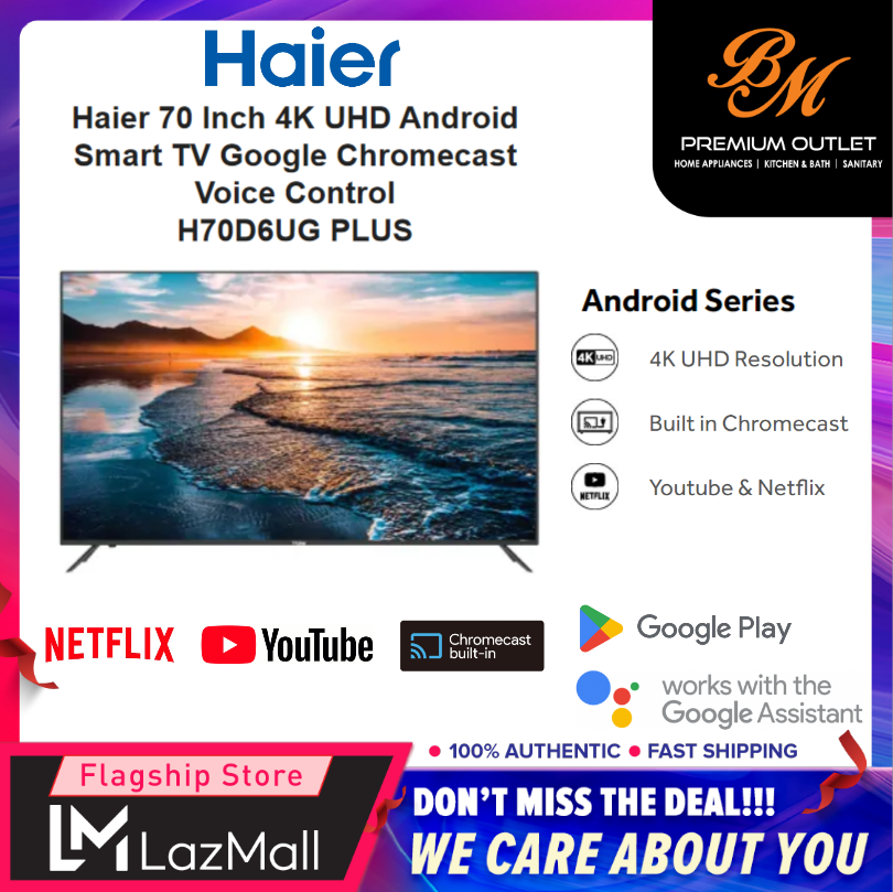 Haier 70 Inch 4K UHD Android Smart TV Google Chromecast Voice Control ...