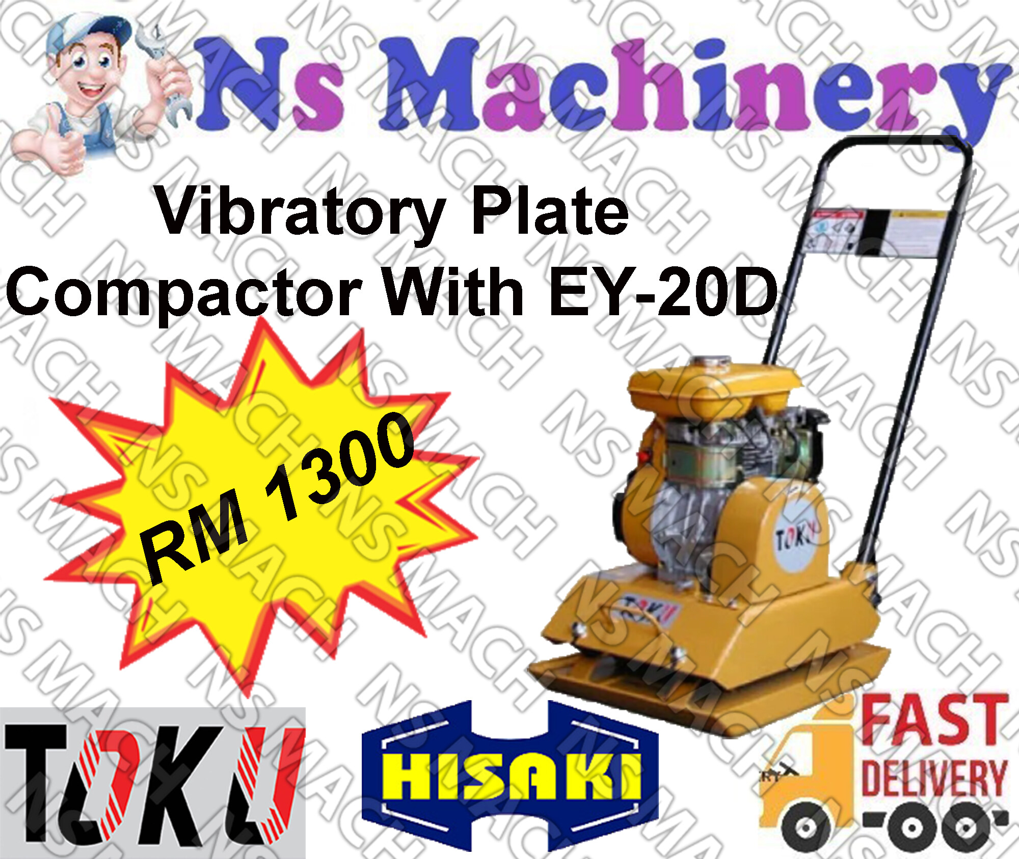 TOKU/HISAKI Vibratory Plate Compactor With China Engine / Robin EY-20D ...