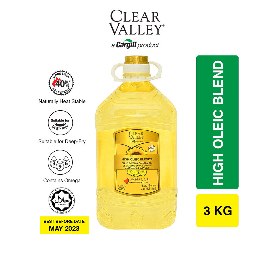 Clear Valley® High Oleic Sunflower and Canola Cooking Oil (3 kg/3.3 L ...