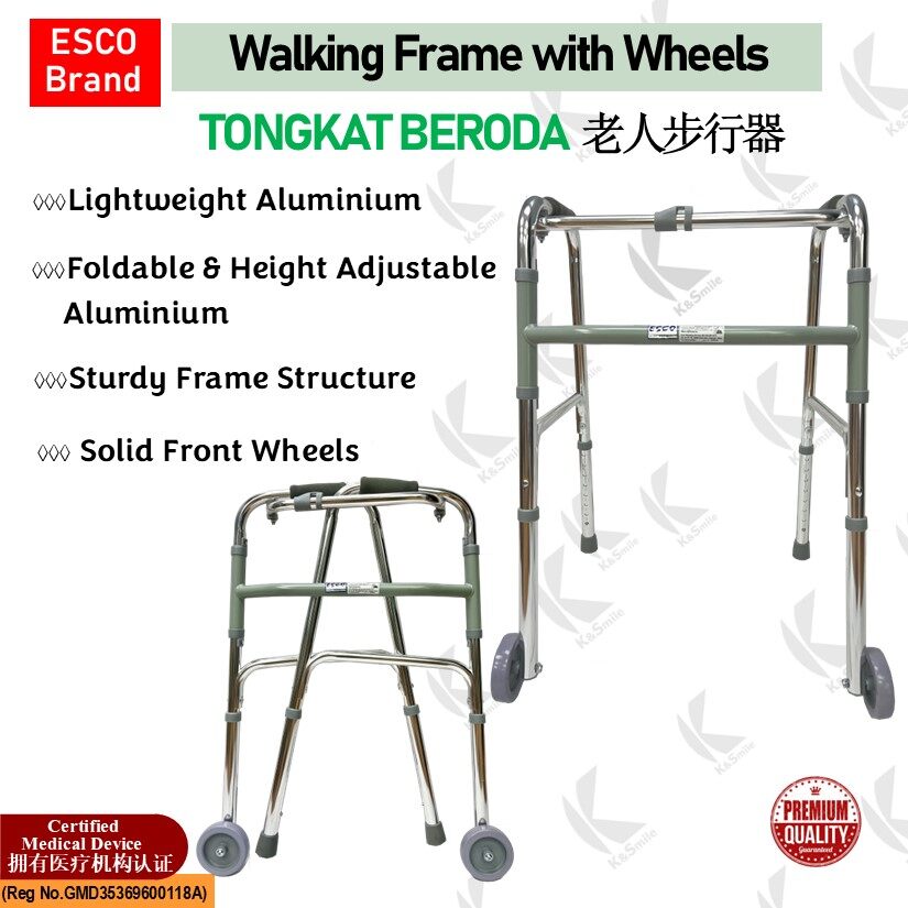 Esco Walking Frame With Wheels/Tongkat Beroda/步行器/老人步行器 | Lazada