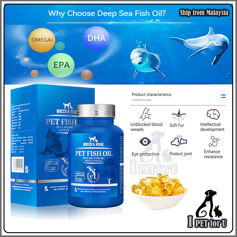 Cat and Dog Supplements Fish Oil 1200mg 60 capsules Minyak Ikan untuk ...