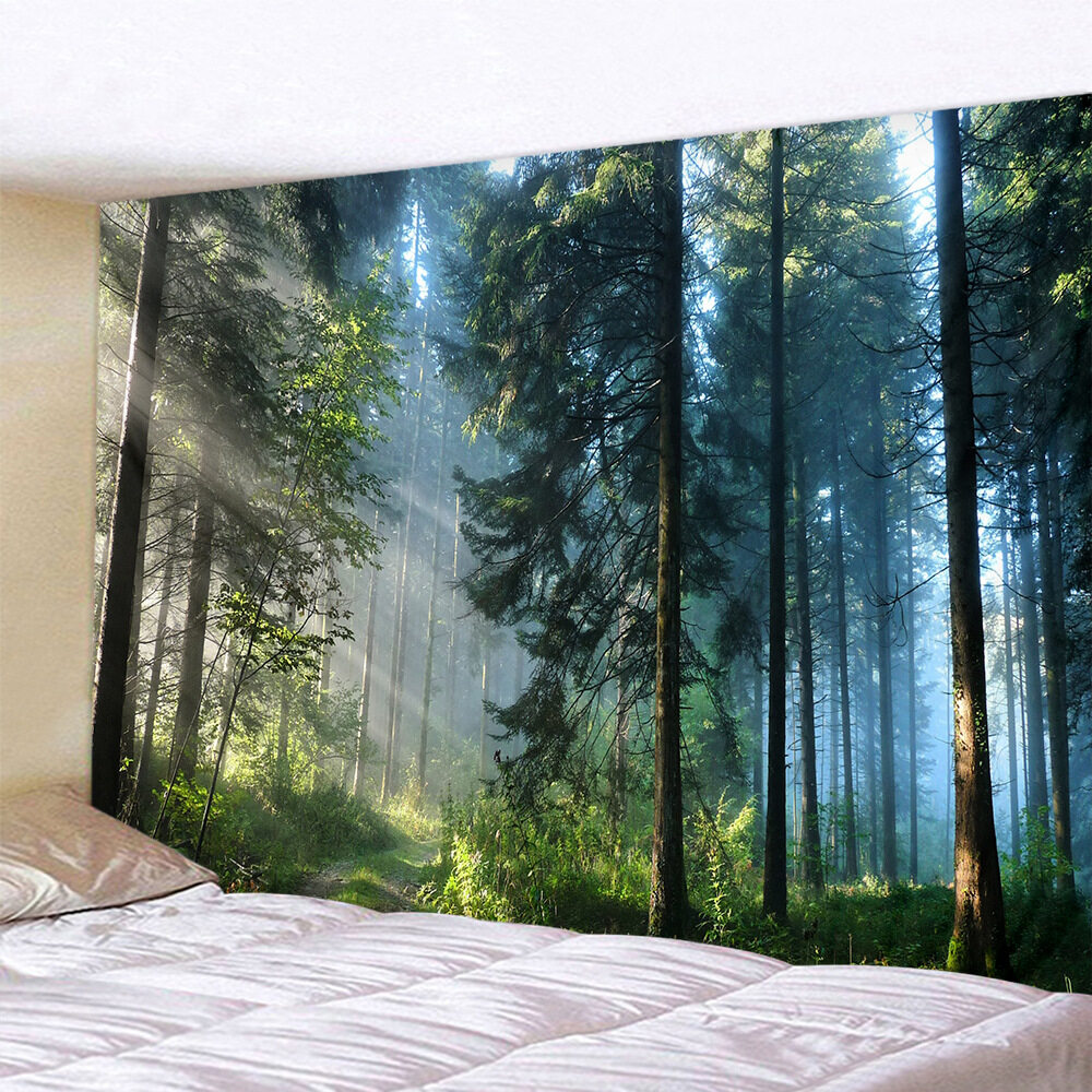 Misty Forest Tapestry Wall Hanging Nature Landscape Tapestry Sunshine ...