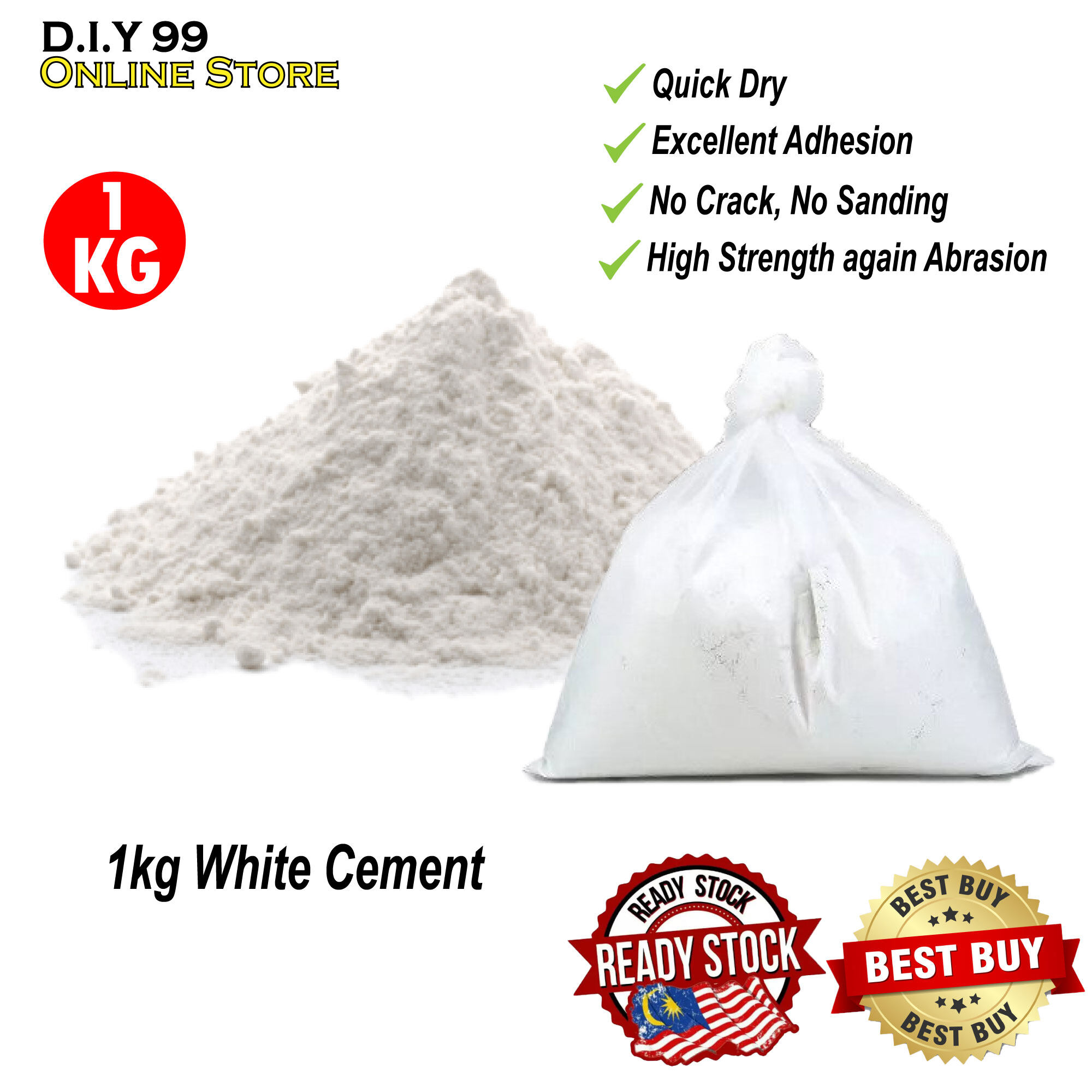 1KG White Cement for Tiles Gap / Wall treatment / Simen Putih | Lazada