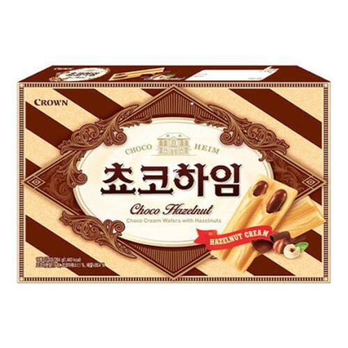 Korea CROWN Waffle Sandwich Biscuits Snacks White Heim l Choco Heim ...