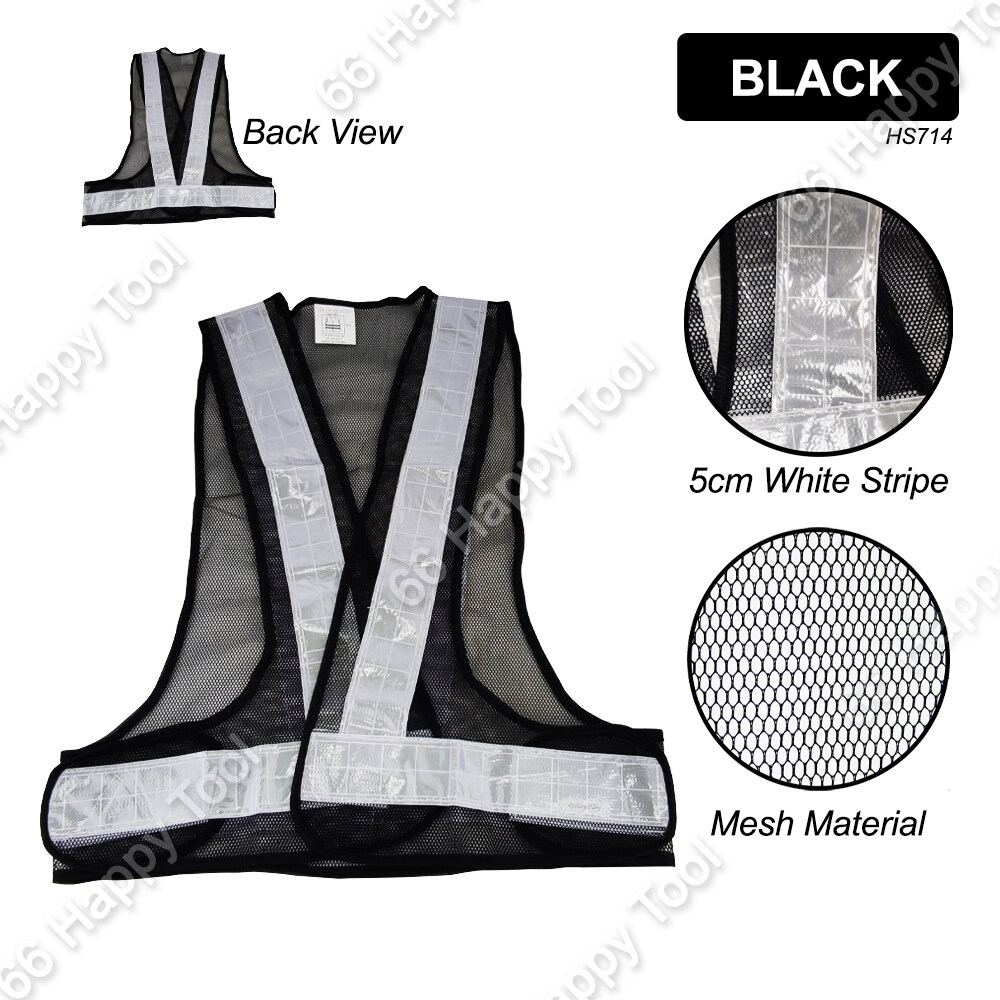 Black Safety Coat with 5cm Green V-Shape Vest Reflective Strip Velcro ...