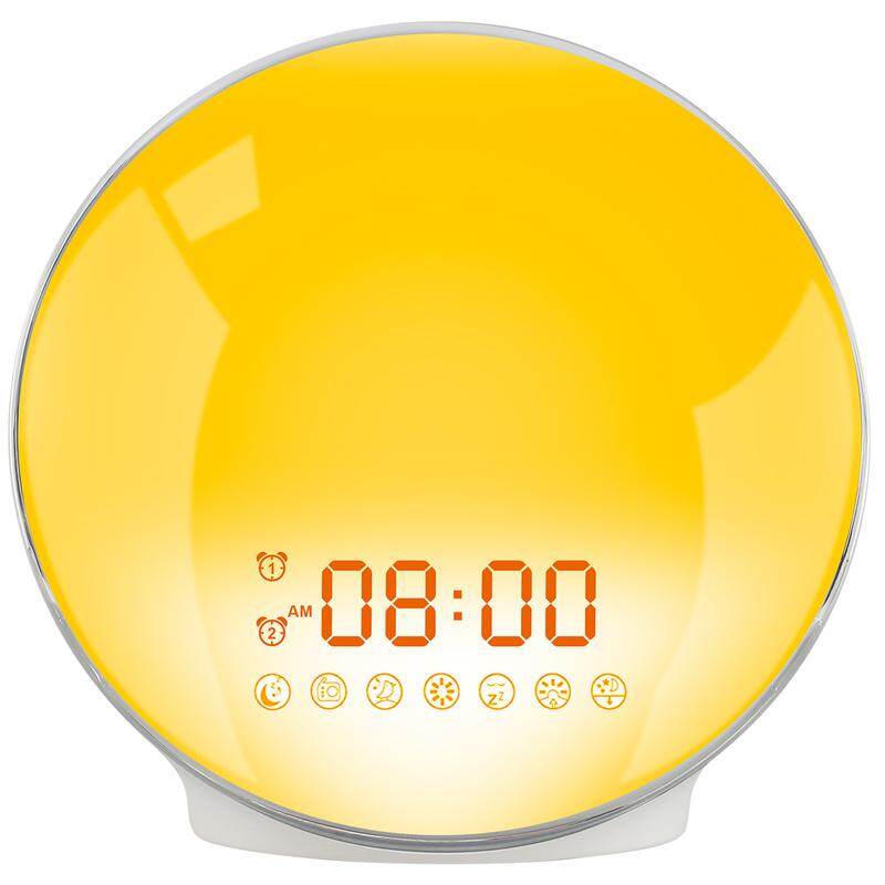 Wake Up Light Sunrise Alarm Clock Reusable Light Alarm Clock with 7 ...