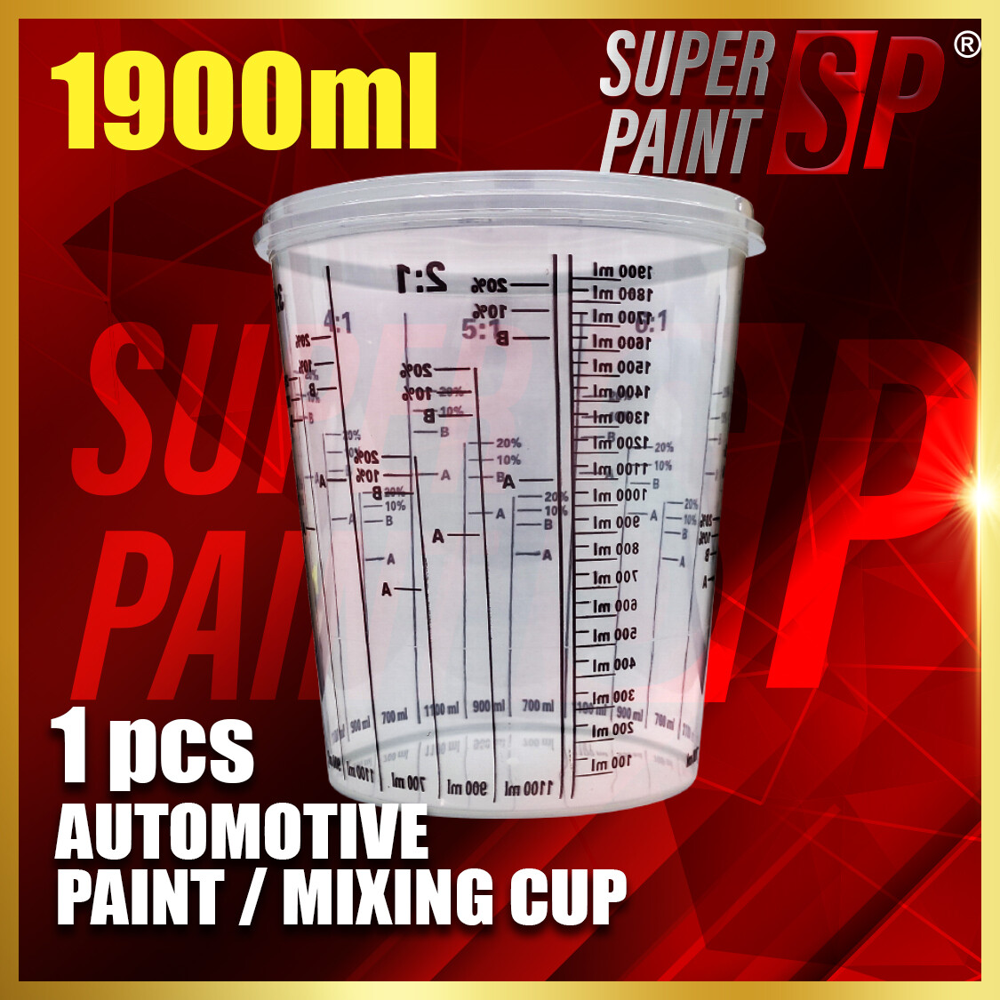 300/600/1100/1900ml Transparent Plastic Measuring Cup / Mixing Cup for ...