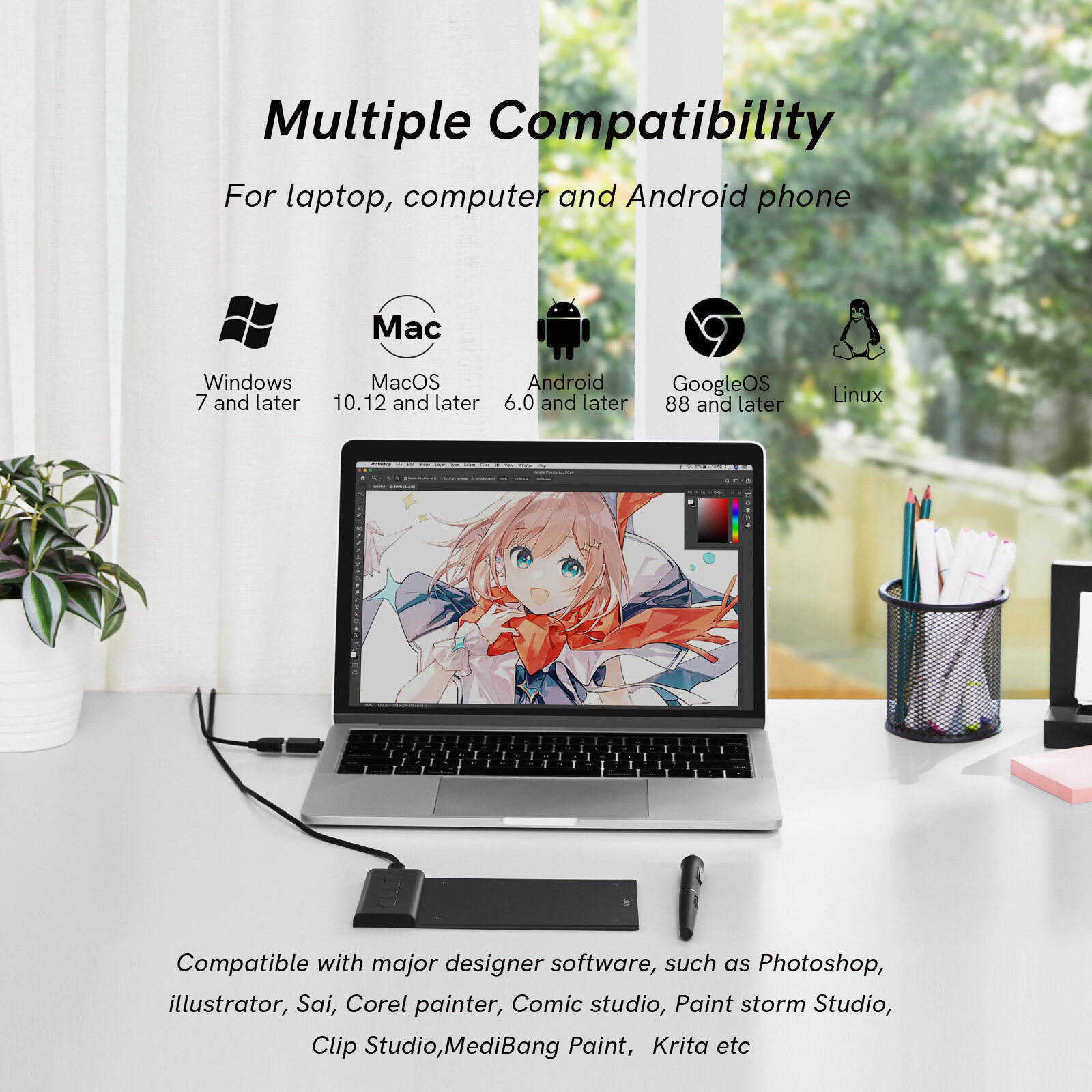 VEIKK Creator Pop VK430 4X3นิ้วพกพาได้บางเฉียบ OSU แท็บเล็ตวาดรูป ...