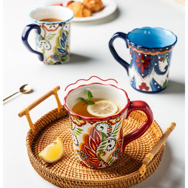 500Ml Large Bohemian Mug Ceramic Mark Cup Breakfast Coffee Milk Tea ...