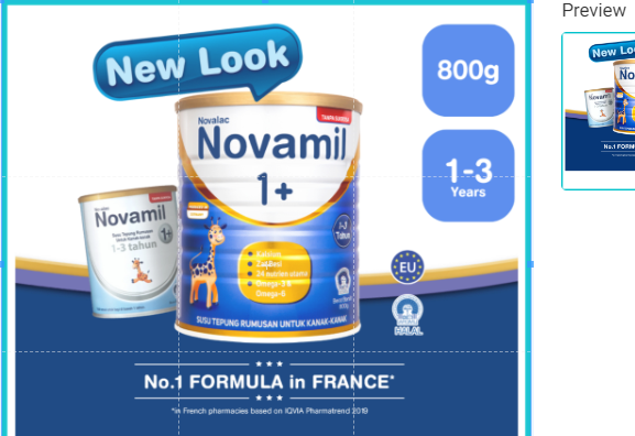 Novamil 1+ for Balanced Nutrition 1-3 Years Old (800g) (Novalac 1 ...