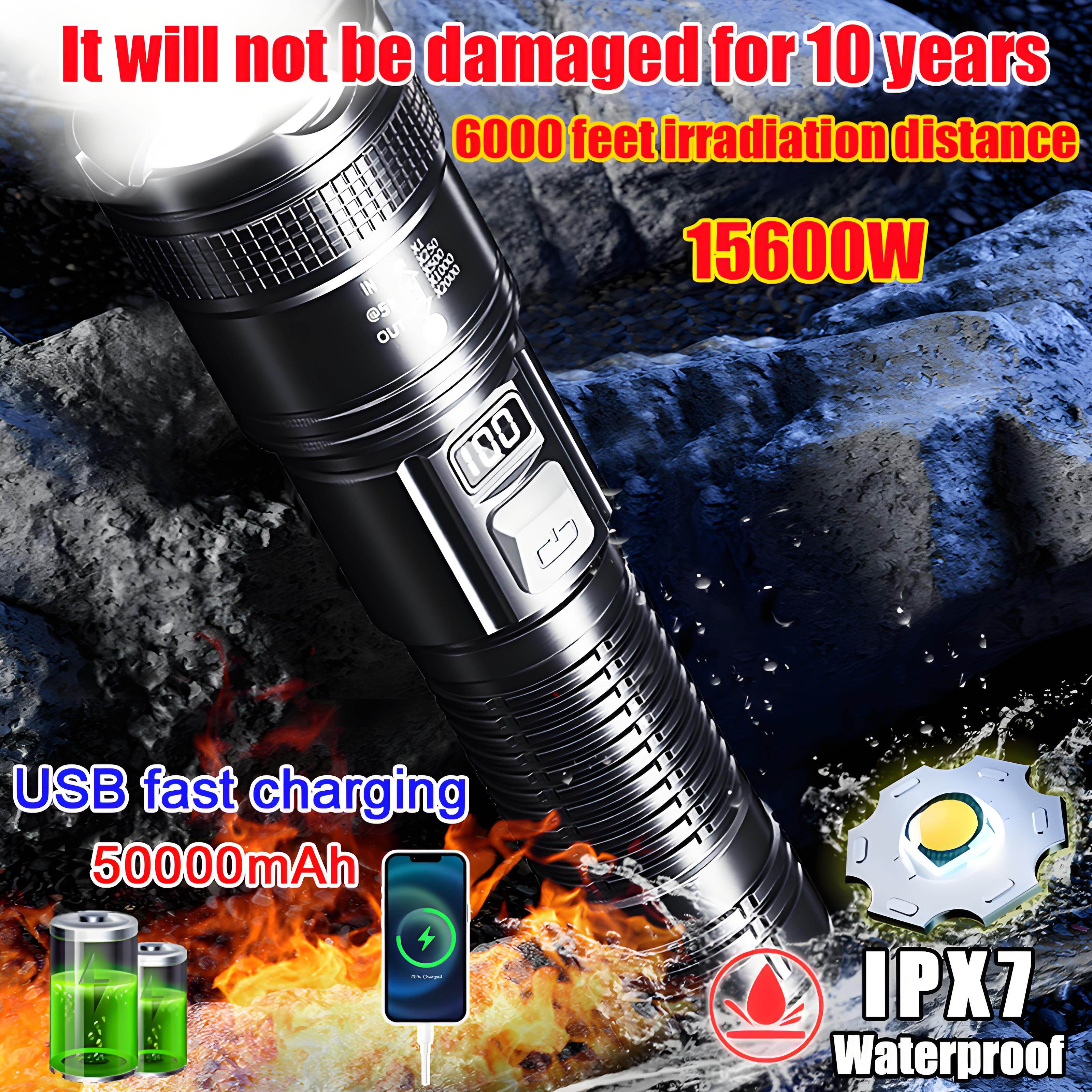 【128 hours of continuous use】lampu suluh led 15600w torch light ...