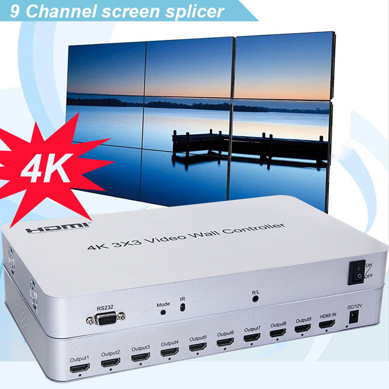 4K 3x3 Multi Screen Stitching Processor T V Video Wall Controller 3x2 ...