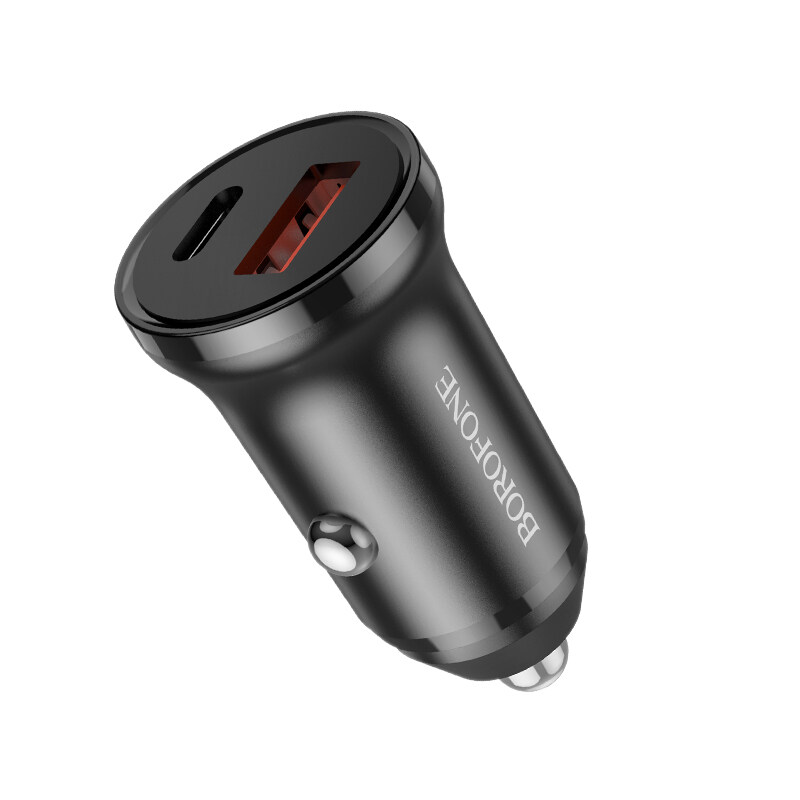 BOROFONE BZ18A Dual Port Quick Car Charger PD20W QC3.0 Car Charger Car Charger Set Type-C To Ip ...