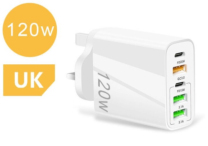 120w Fast Charger 5USB QC3.0 + PD Port Fast Charging Adapter | Lazada