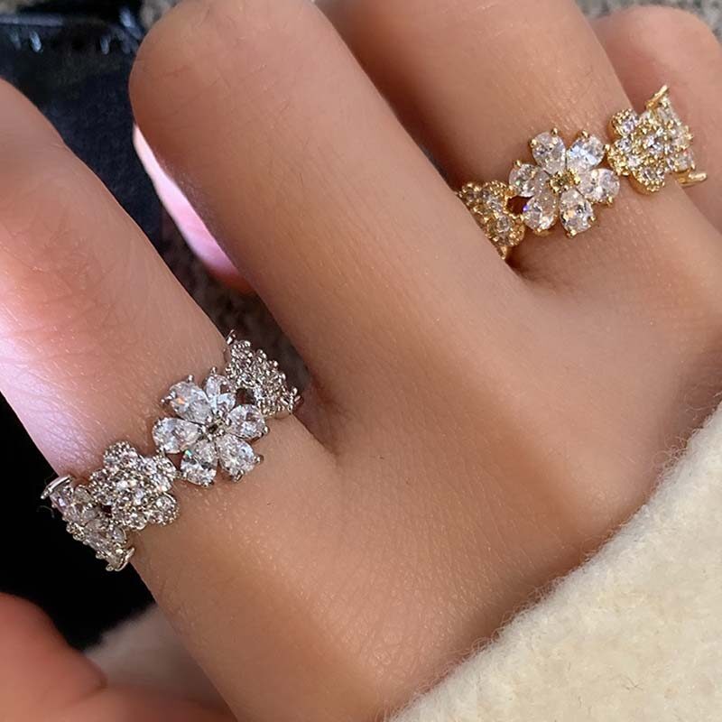 HP-S925เงินสเตอร์ลิงฝังแหวนเพชรแฟชั่นเพชรเต็มแหวนดอกไม้แสงอารมณ์หรูหราทุกการแข่งขันสุภาพสตรีแหวน ...