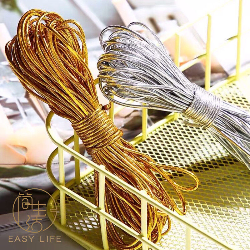ready stock 现货 Gift Card Label Tags string Gold Silver Elastic Cord ...