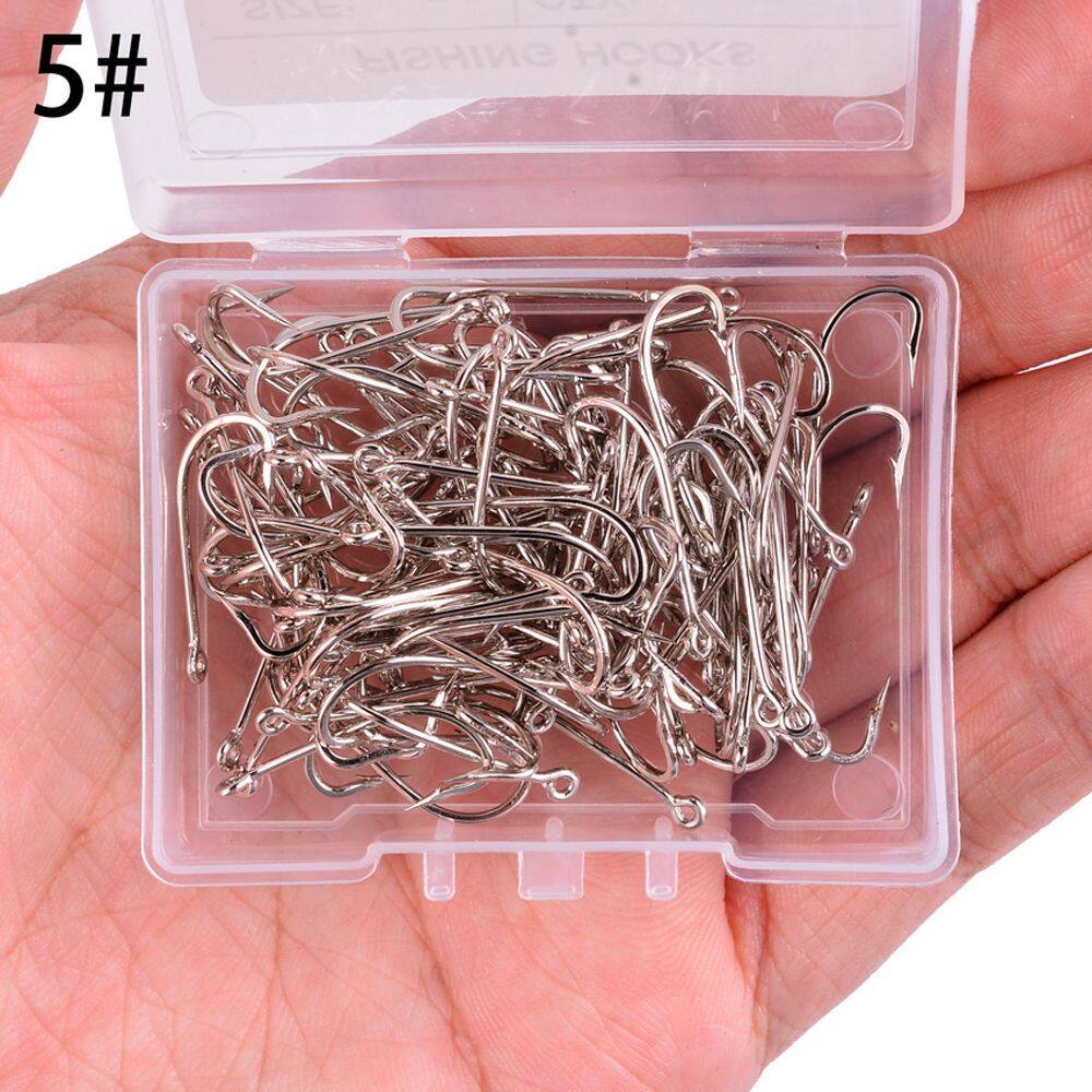 RVIVWK #2-#17 50Pcs สีดำ Nickle Octopus Fishing Hooks Sea Pint Hook Fishing Tackle Lure Hooks ...