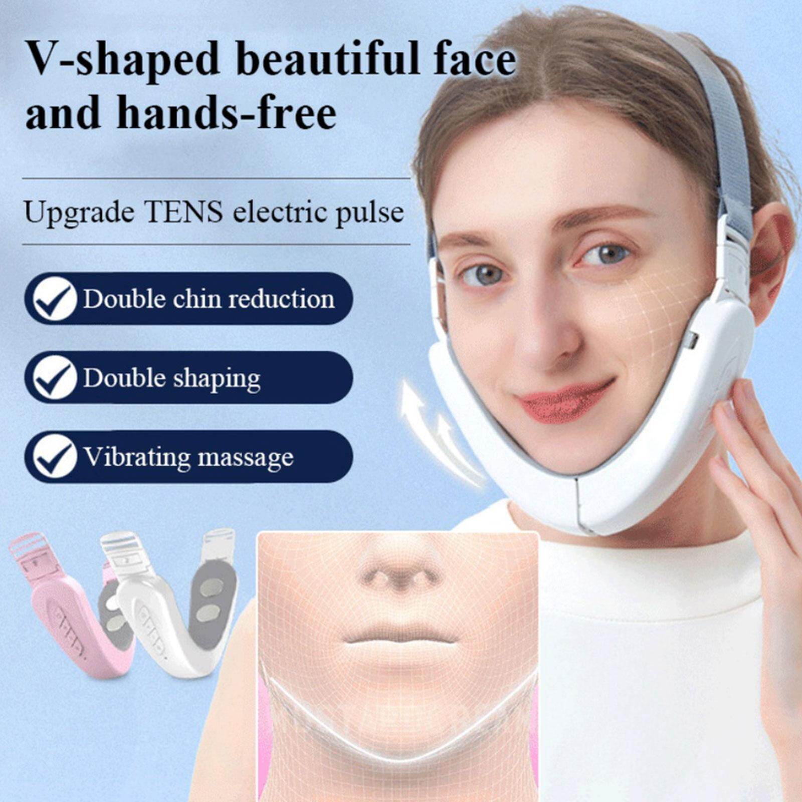 EMS Face Slimming Massager 6 Modes Double Chin V-line Microcurrent Firming Face LiftIing Beauty ...