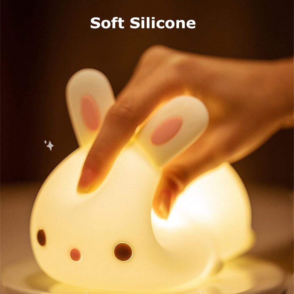 Touch Sensor RGB LED Rabbit Night Light Remote Control 7 Colors USB ...