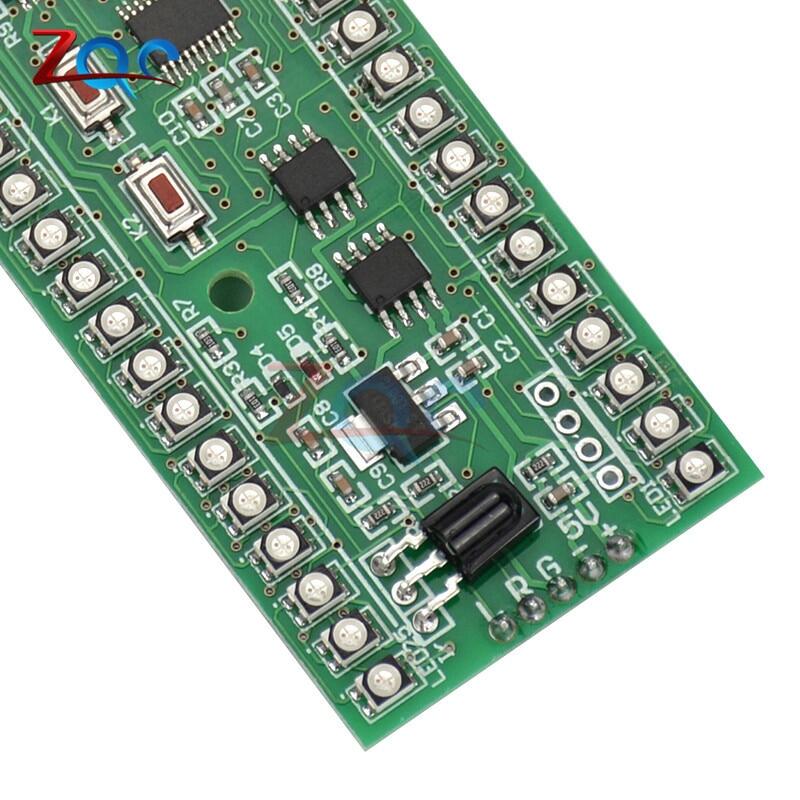 RGB MCU ปรับการแสดงผลรูปแบบ24 LED VU เมตรเสียงระดับไฟแสดงสถานะช่องคู่โมดูล LED - Open-source ...