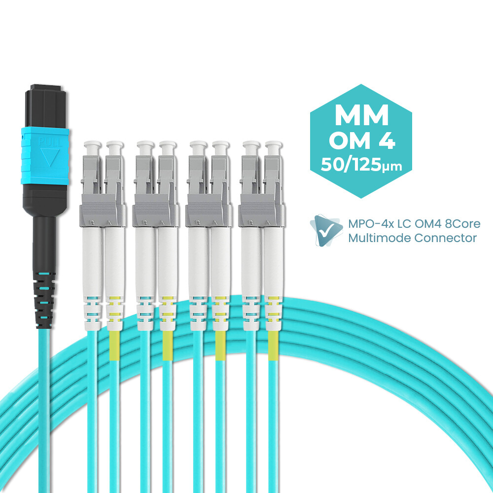 MPO (Female) to 4x LC OM4 8 Cores Multimode Fiber Optic Patch Cord ...