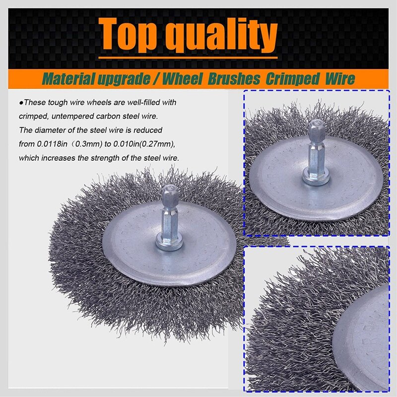 Drill Wire Wheel Cup Brush Set0.010 Inch Coarse Carbon Steel Crimping ...