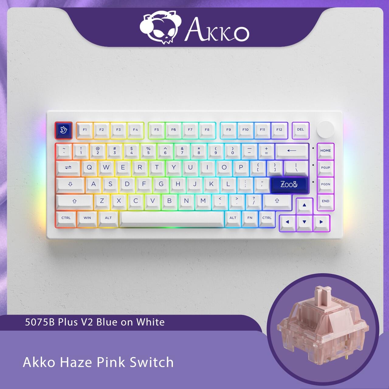 Akko 5075B Plus V2 Blue On White 75% Hot Swappable Multi-Modes RGB ...