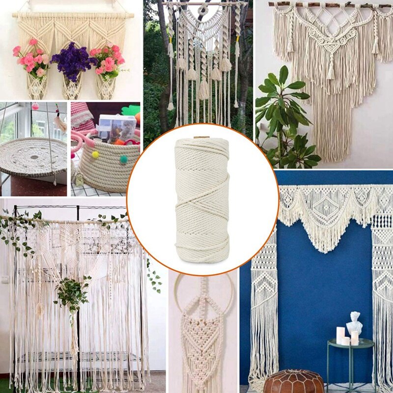 Macrame Rope Kit with Natural Cotton Macrame Cord,Metal Floral Hoops ...