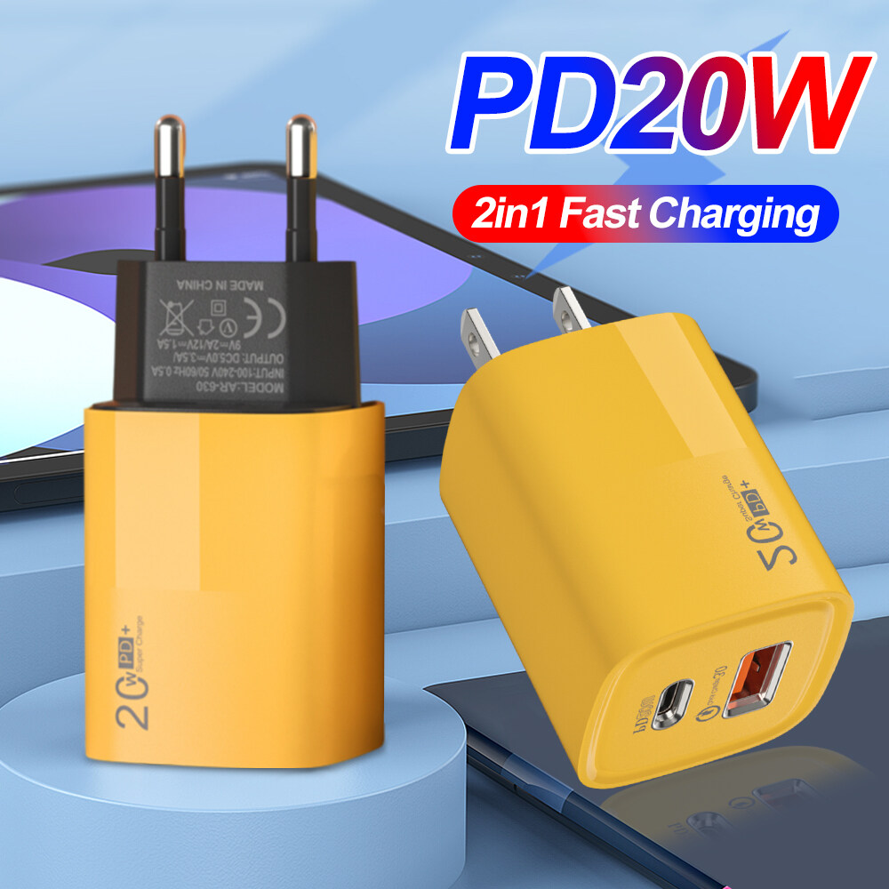 20W 1PD1USB Charger Super Fast Charging EU US ABS Wall Chargers Adapter ...