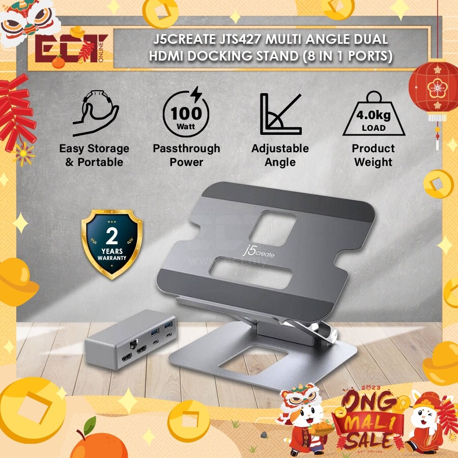 j5create JTS427 Multi Angle Dual HDMI Docking Stand with a USB Type-C ...