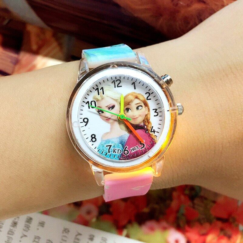 Frozen Princess Elsa Children Cartoon Watches Spiderman Colorful Led ...