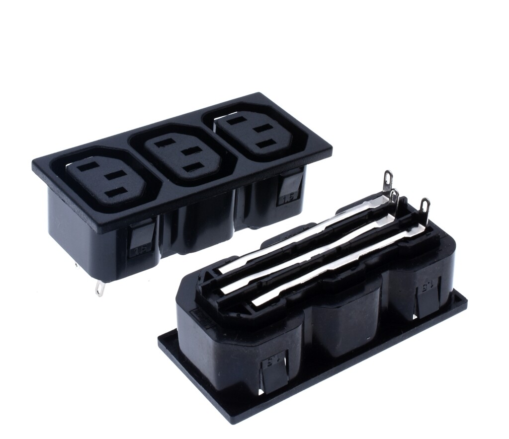 IEC 60320 C13 Ganged socket Snap-in Mounting Solder Tab for UPS &PDU ...
