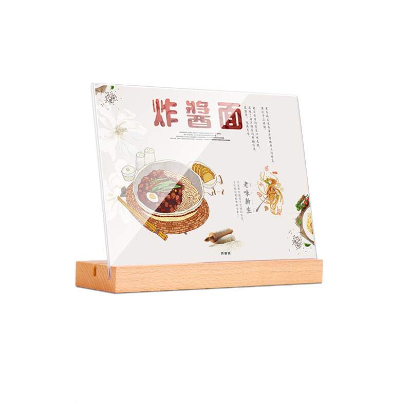 Acrylic Table Card Menu Standing a4 Display Log Solid Wooden Tabletop ...