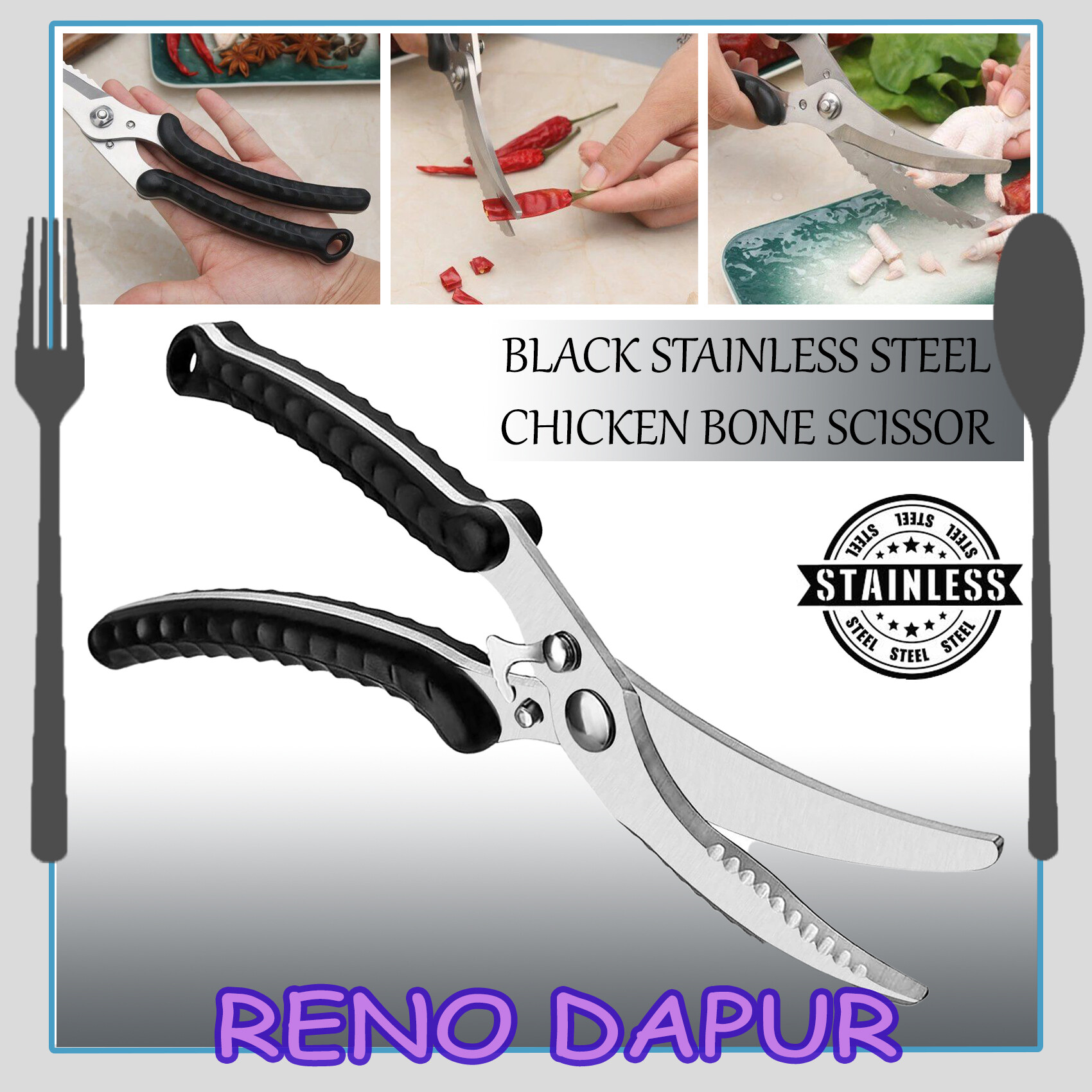 Stainless Steel Kitchen Scissor Bone Scissor Kitchen Shear Fish Crab ...